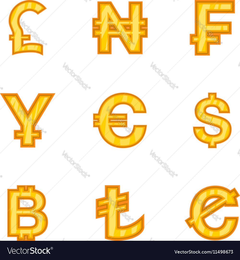 Currency Icons Set Cartoon Style Royalty Free Vector Image