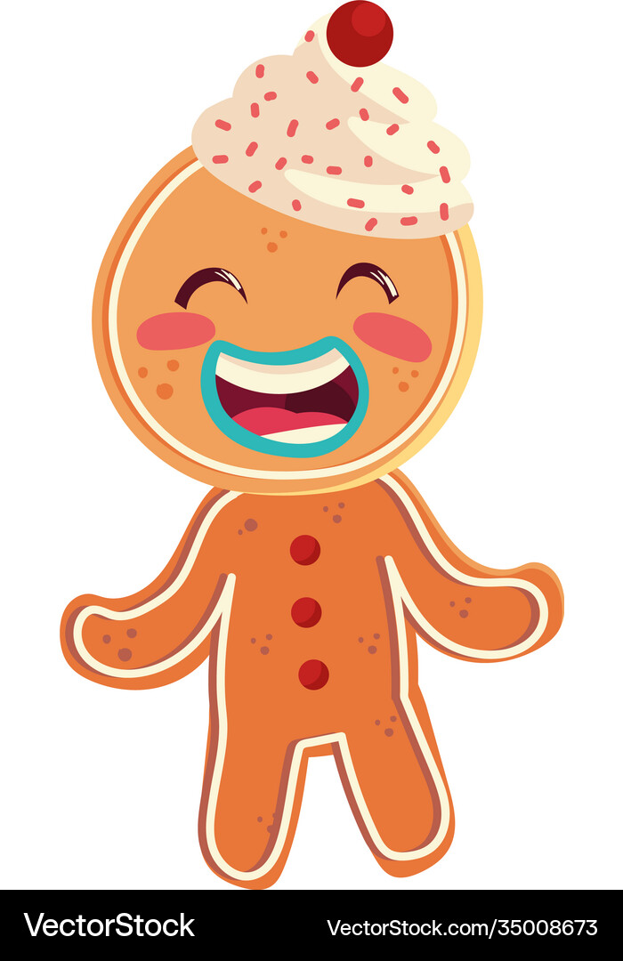 Gingerbread man character cartoon christmas Vector Image