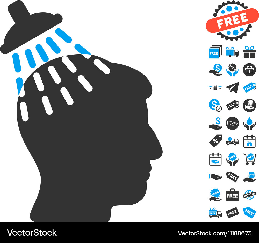 Head shower icon with free bonus Royalty Free Vector Image