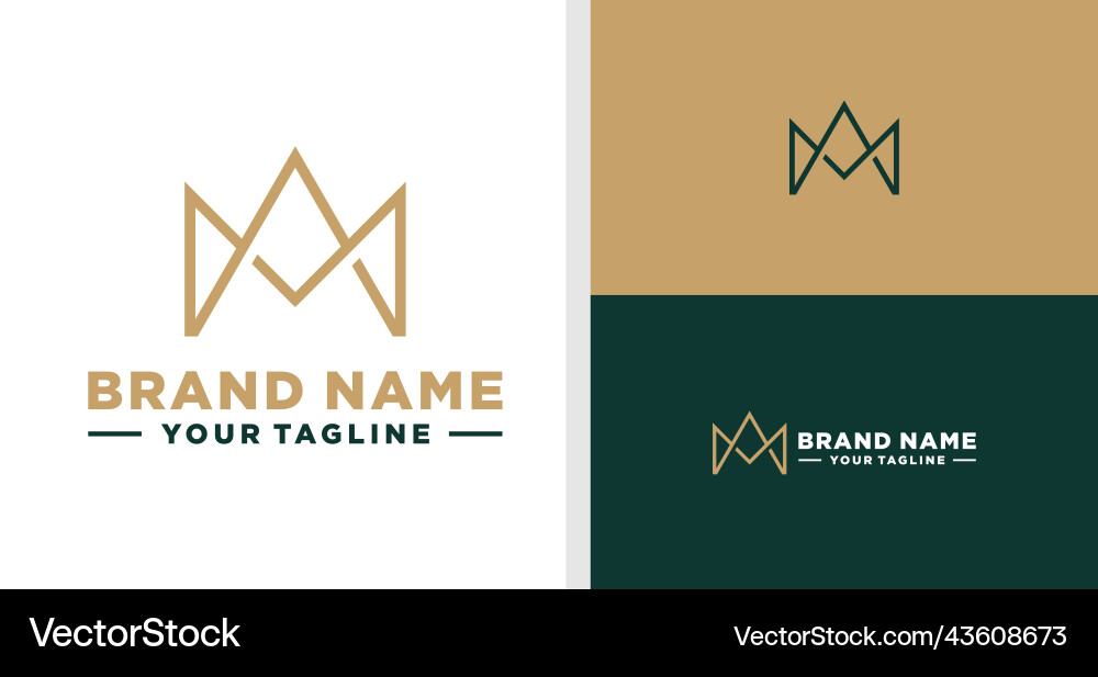 Letter m logo crown line luxury editable Vector Image