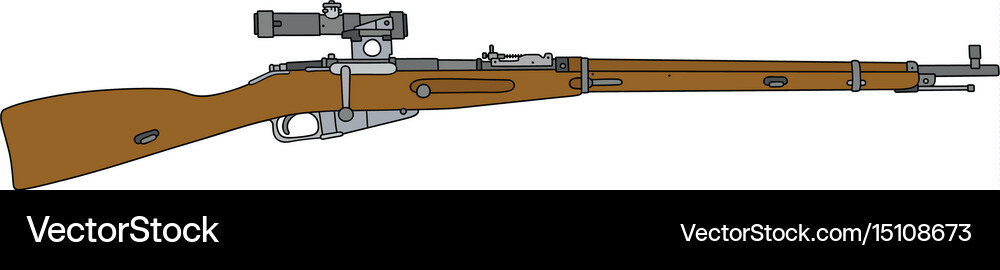 Old military rifle with optical sight Royalty Free Vector