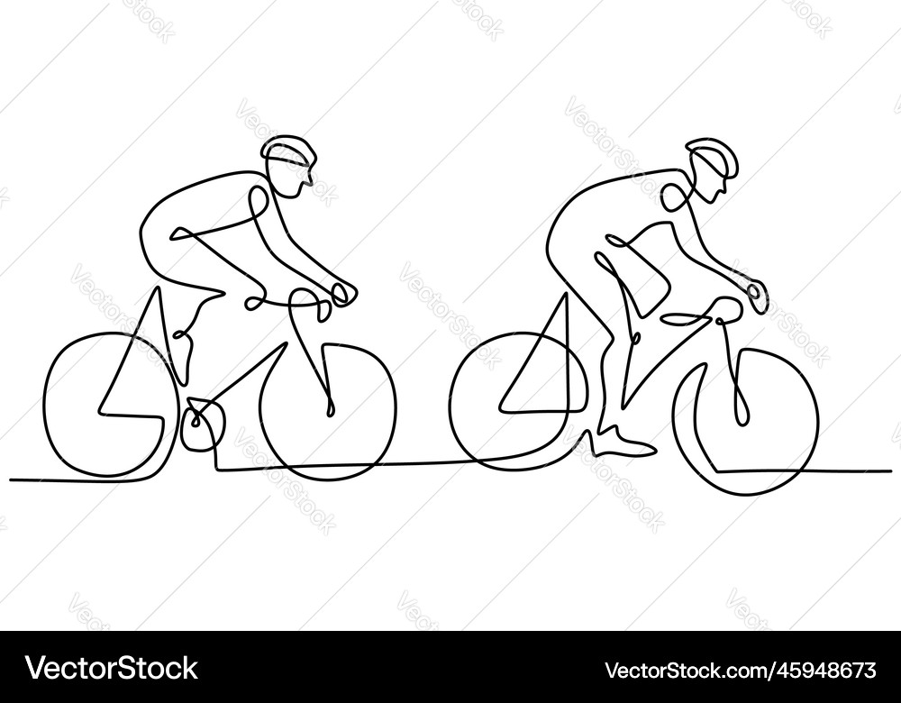 One continuous line drawing of young energetic Vector Image