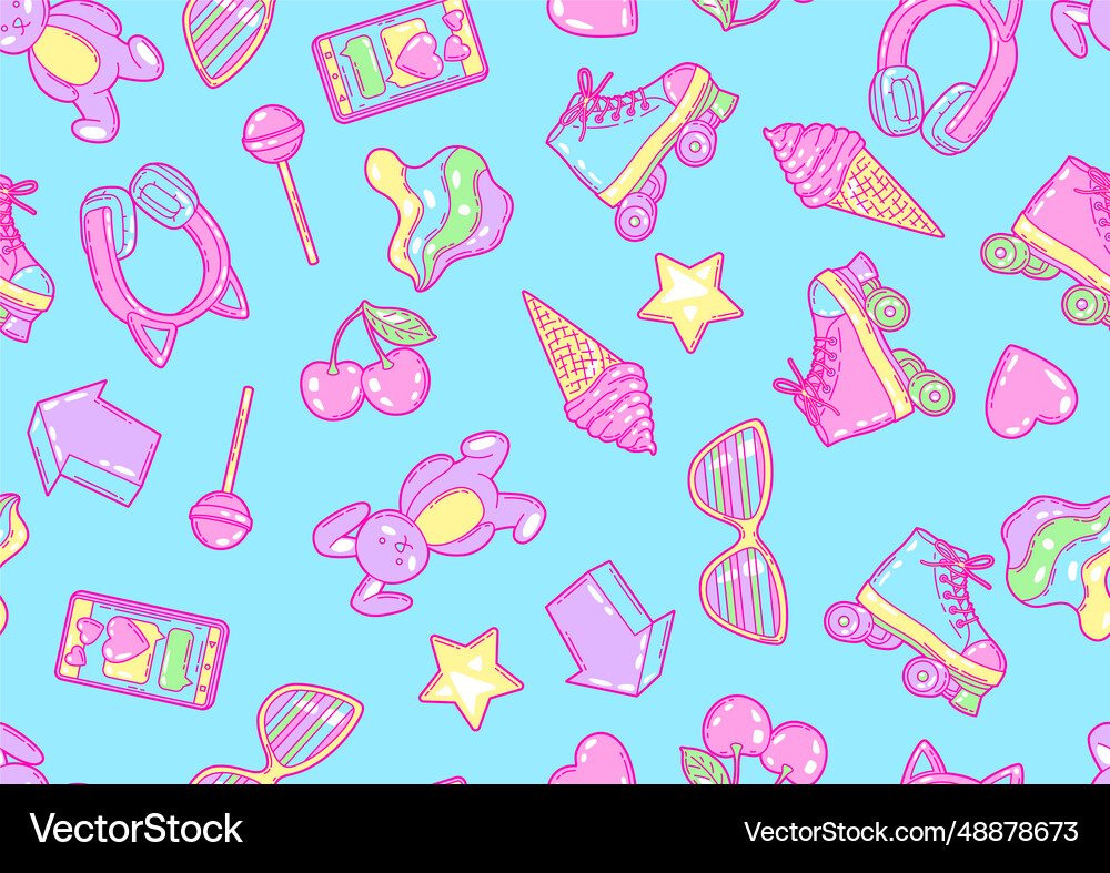 Seamless pattern with fashion girlish items Vector Image