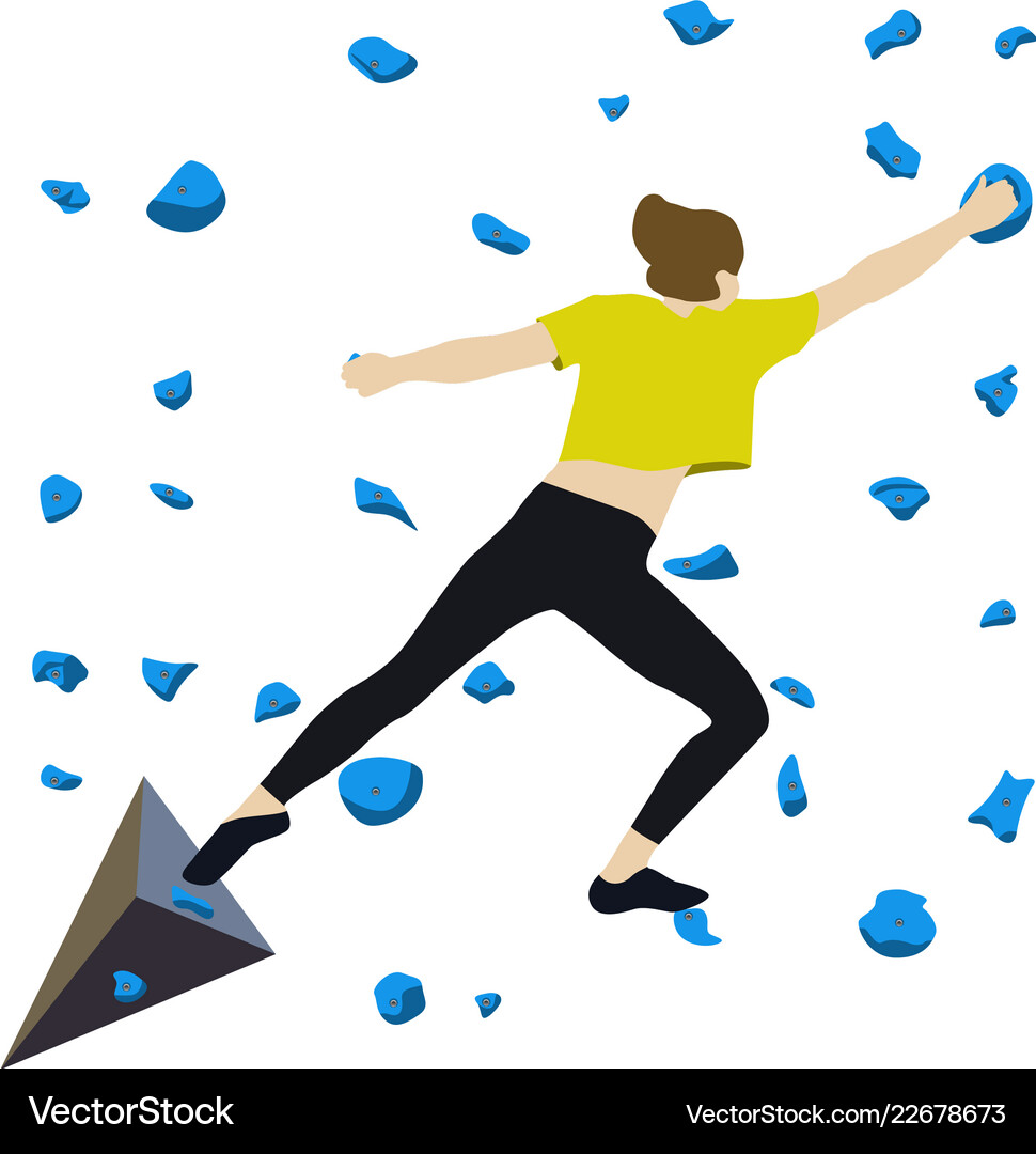 Woman climbs climbing wall Royalty Free Vector Image