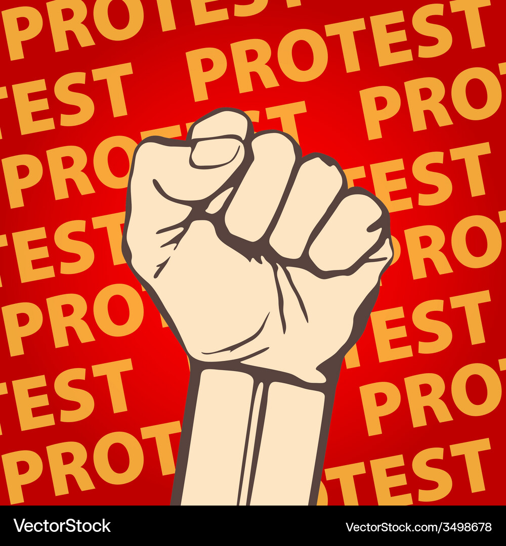 Clenched fist held in protest freedom Royalty Free Vector