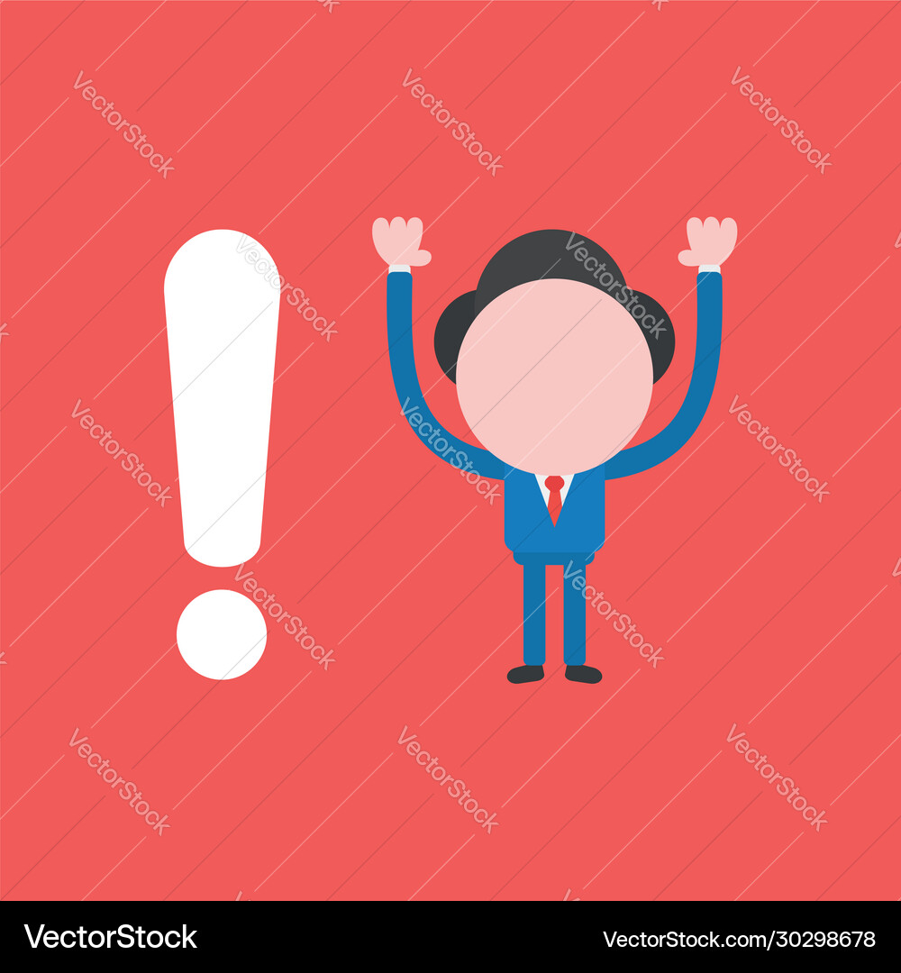 Concept businessman character with exclamation Vector Image