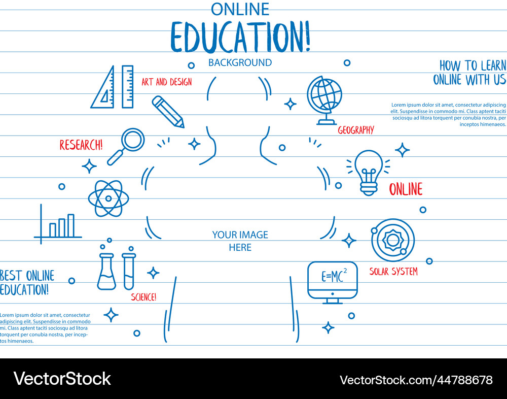 Education background with funny icons design Vector Image
