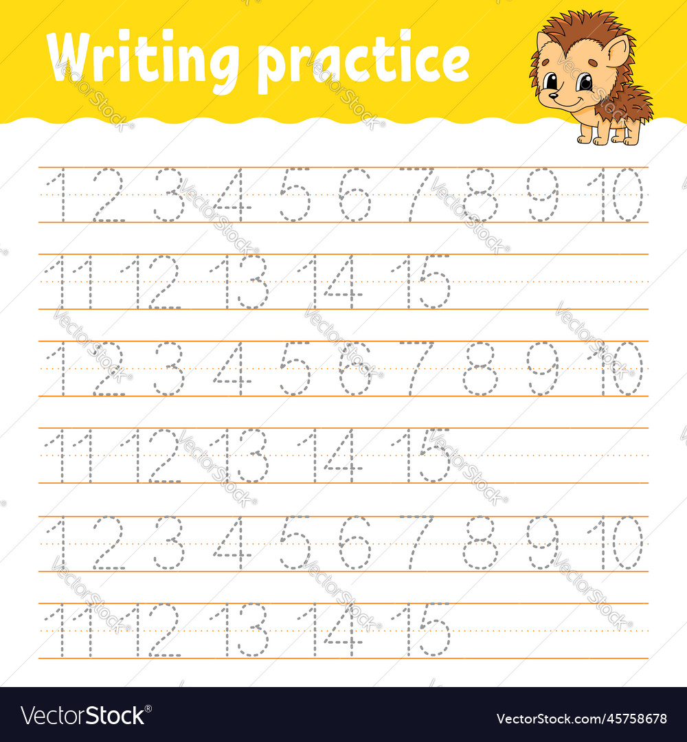 Learn numbers trace and write handwriting Vector Image