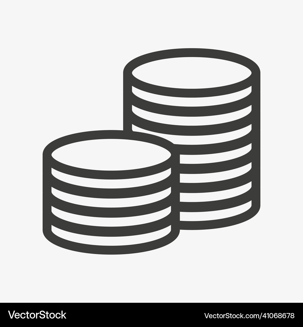 Money outline icon stack of coins Royalty Free Vector Image