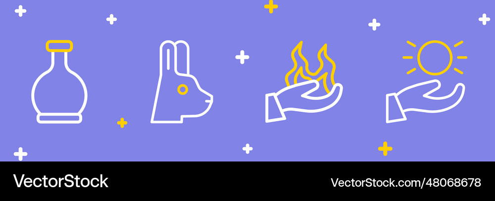 Set line ball levitating above hand hand holding Vector Image