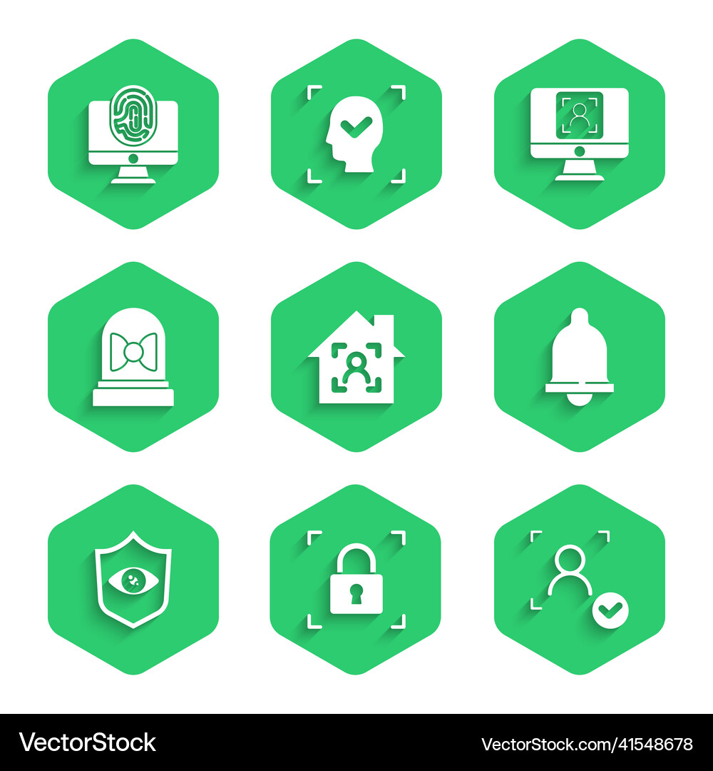 Set smart home with face id fingerprint lock Vector Image