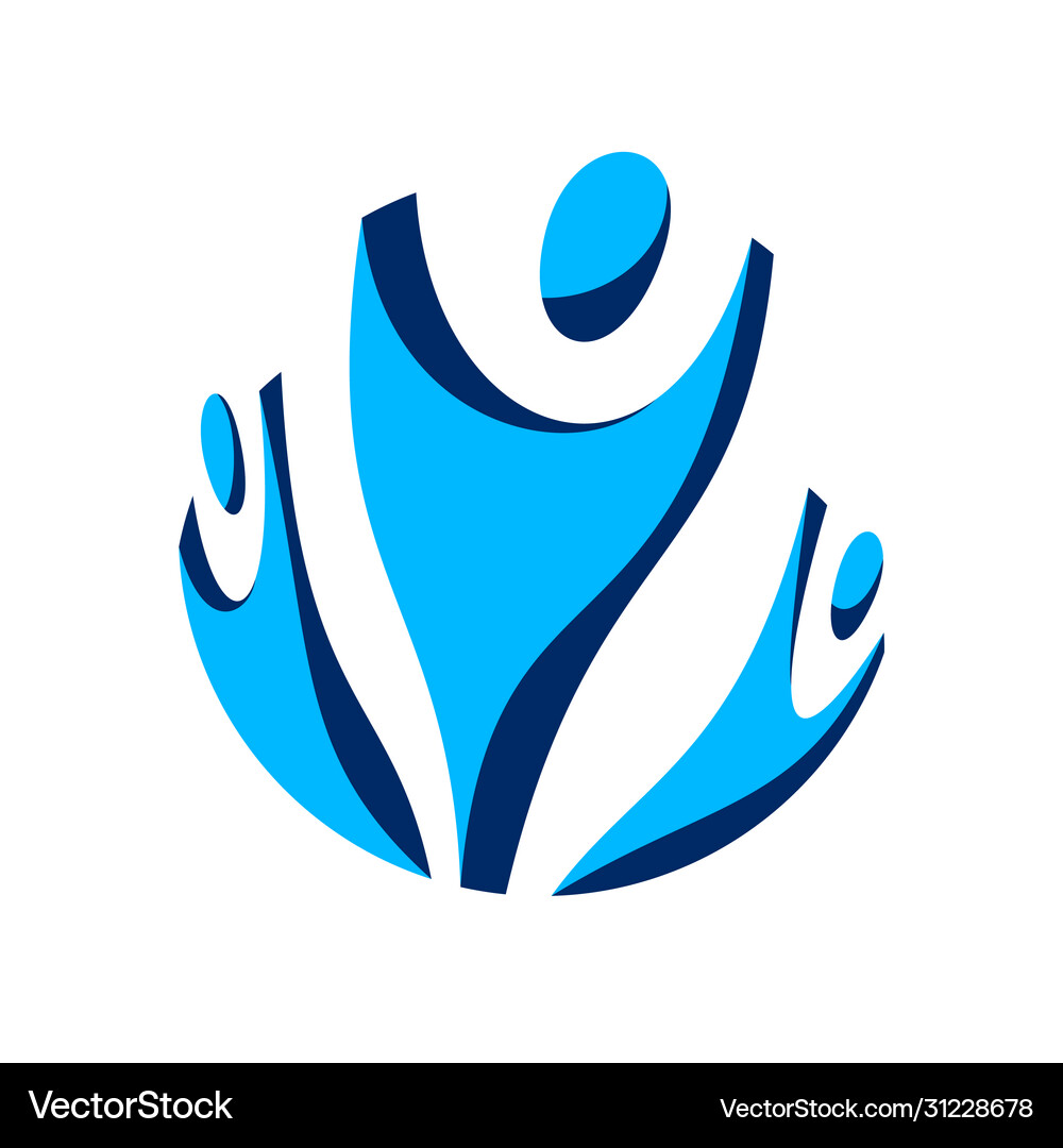 Three people icon or logo isolated on white Vector Image