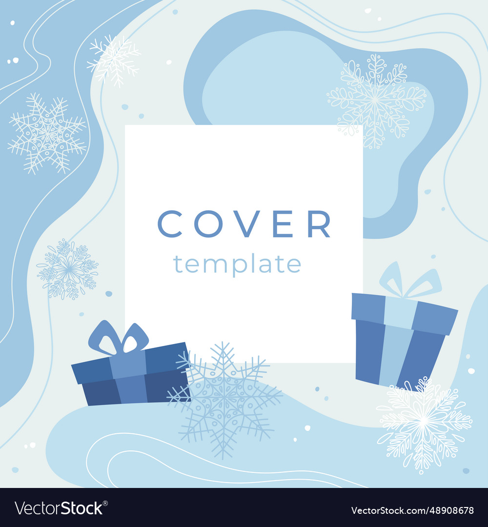 Winter holiday cover template in blue tones Vector Image