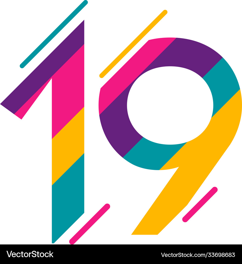 19 years anniversary celebration full color Vector Image