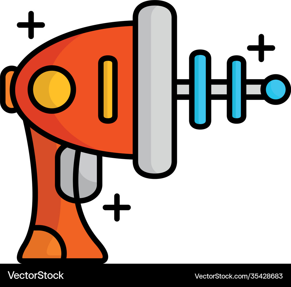 Alien gun line and fill style icon Royalty Free Vector Image