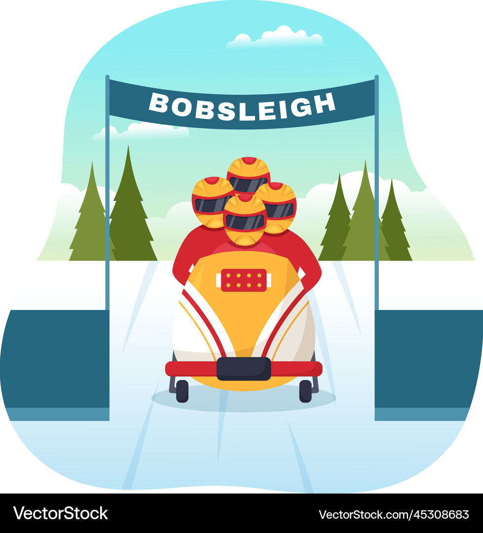 Athlete riding sled bobsleigh with snow ice Vector Image
