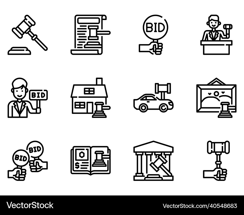 Auction outline icon and symbol for website Vector Image