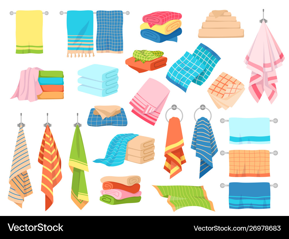 Bath towel hand kitchen towels textile cloth for Vector Image
