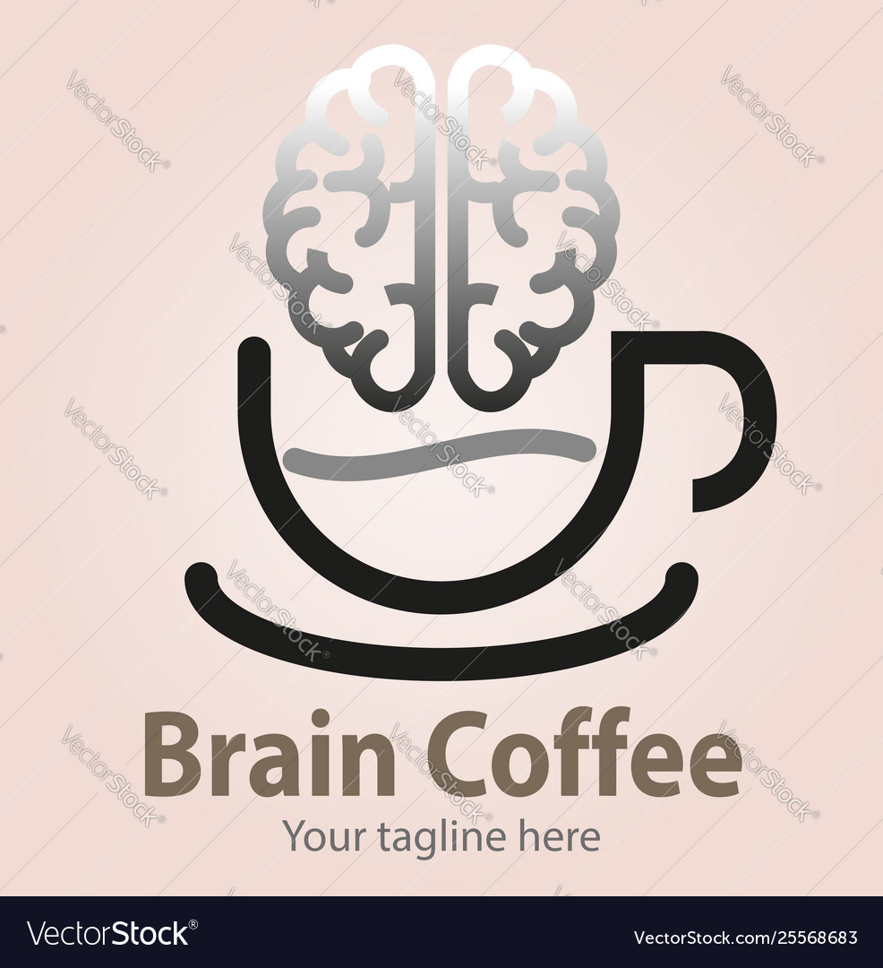 Brain Cafe Logo Brain Coffee Logo Vector Icon Illustration Stock