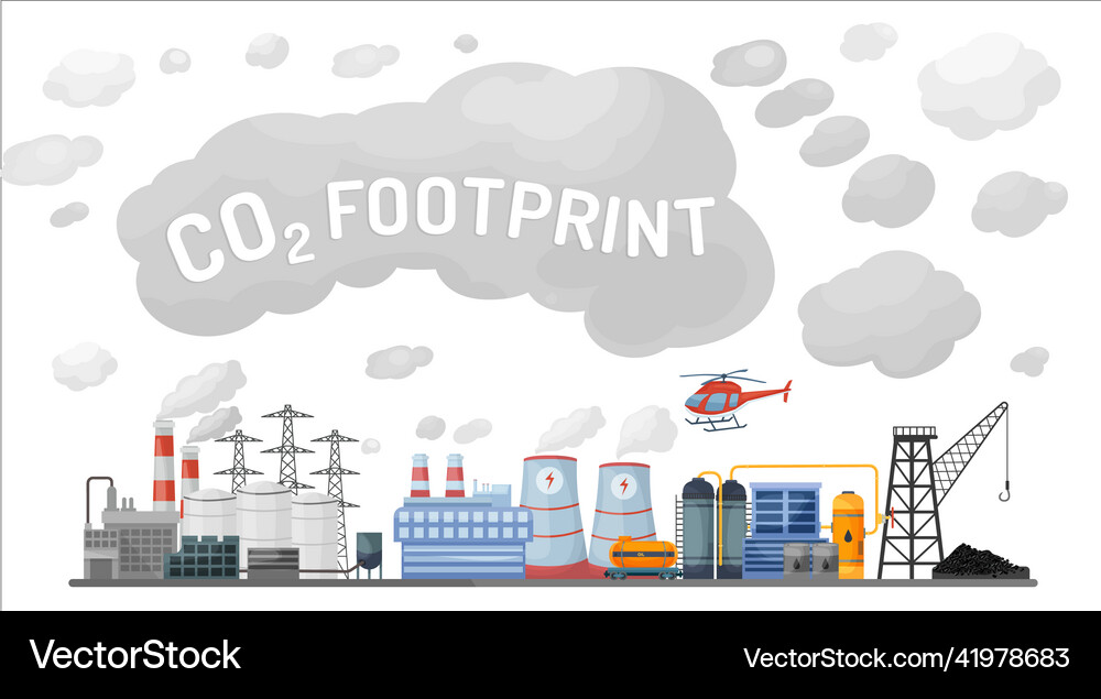 Carbon footprint landscape banner poster Vector Image
