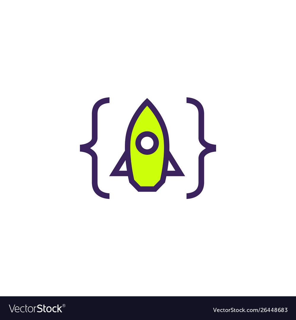 Code launch rocket logo icon Royalty Free Vector Image