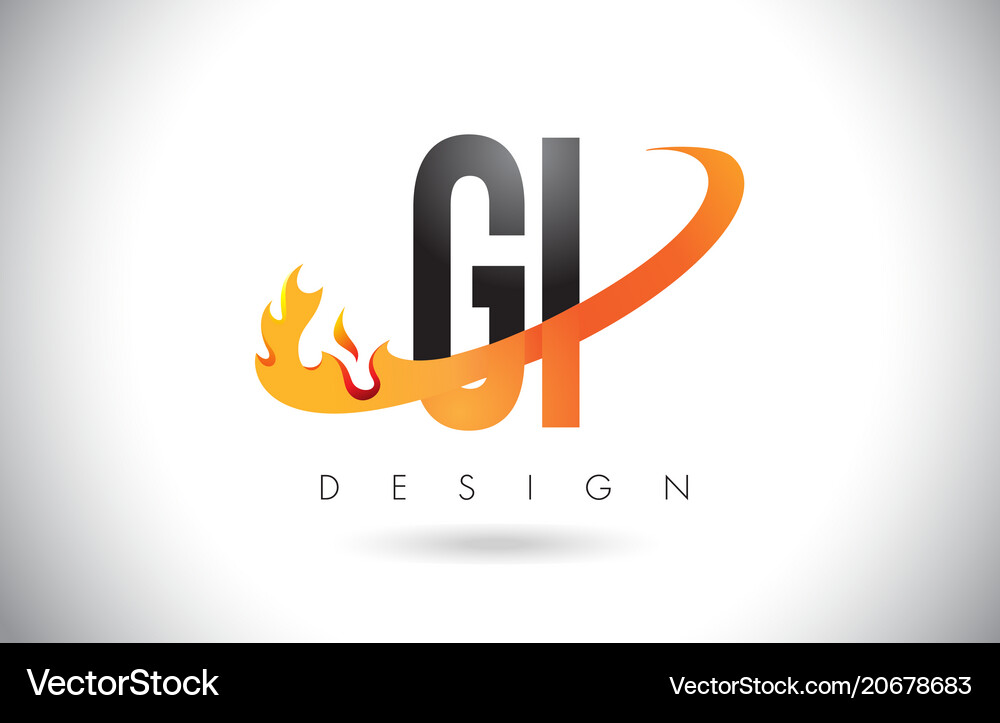 Gi g i letter logo with fire flames design Vector Image