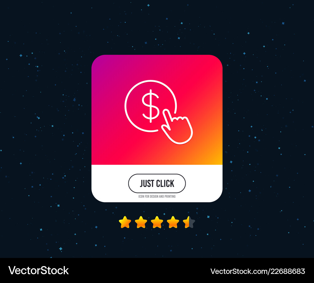 Hand click line icon currency exchange sign Vector Image