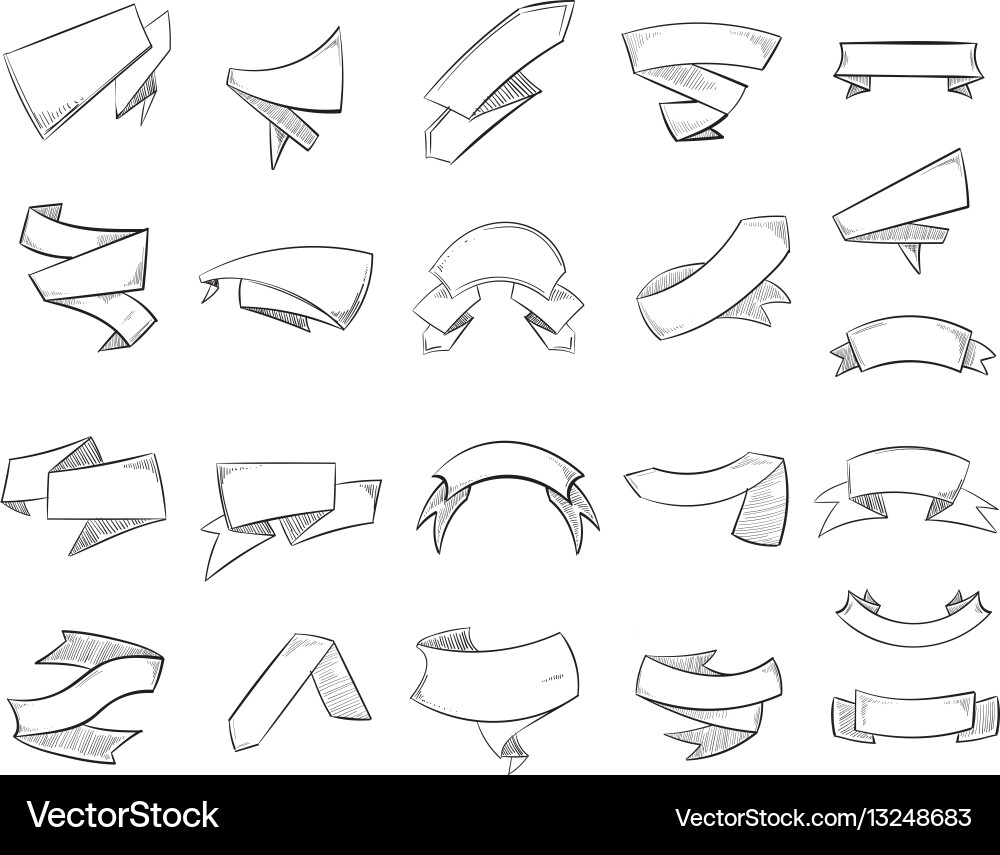 Hand drawn banners pencil sketched doodle Vector Image