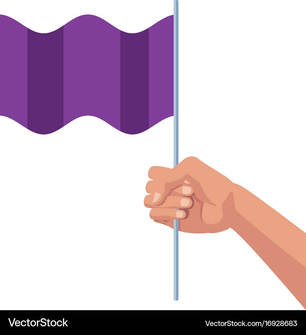 Hand waving a purple flag symbol Royalty Free Vector Image