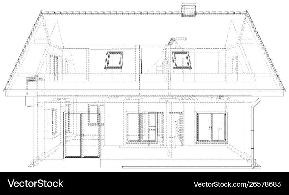 House wire blueprint - isolated over a white Vector Image
