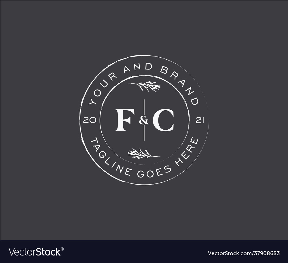 Initial fc letters floral frames botanical Vector Image Initial fc letters floral frames botanical Vector Image