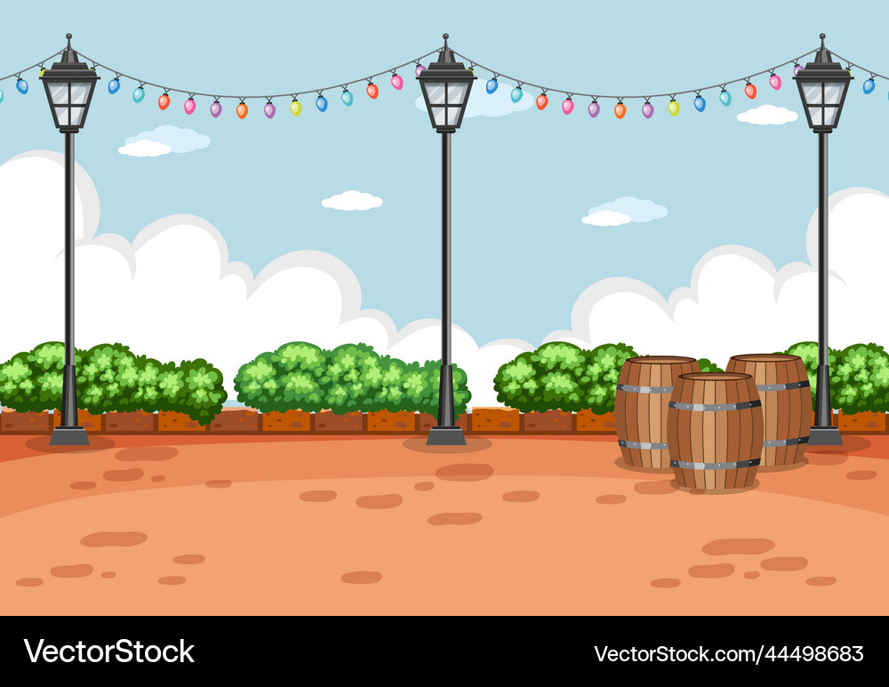 Outdoor street scene with lamp posts Royalty Free Vector