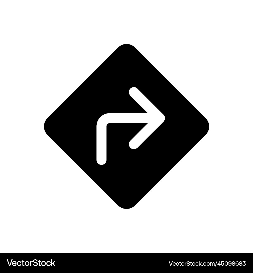Road sign with turning right direction black Vector Image