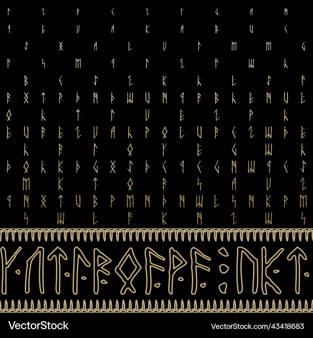 Runes border magical runic letters seamless Vector Image