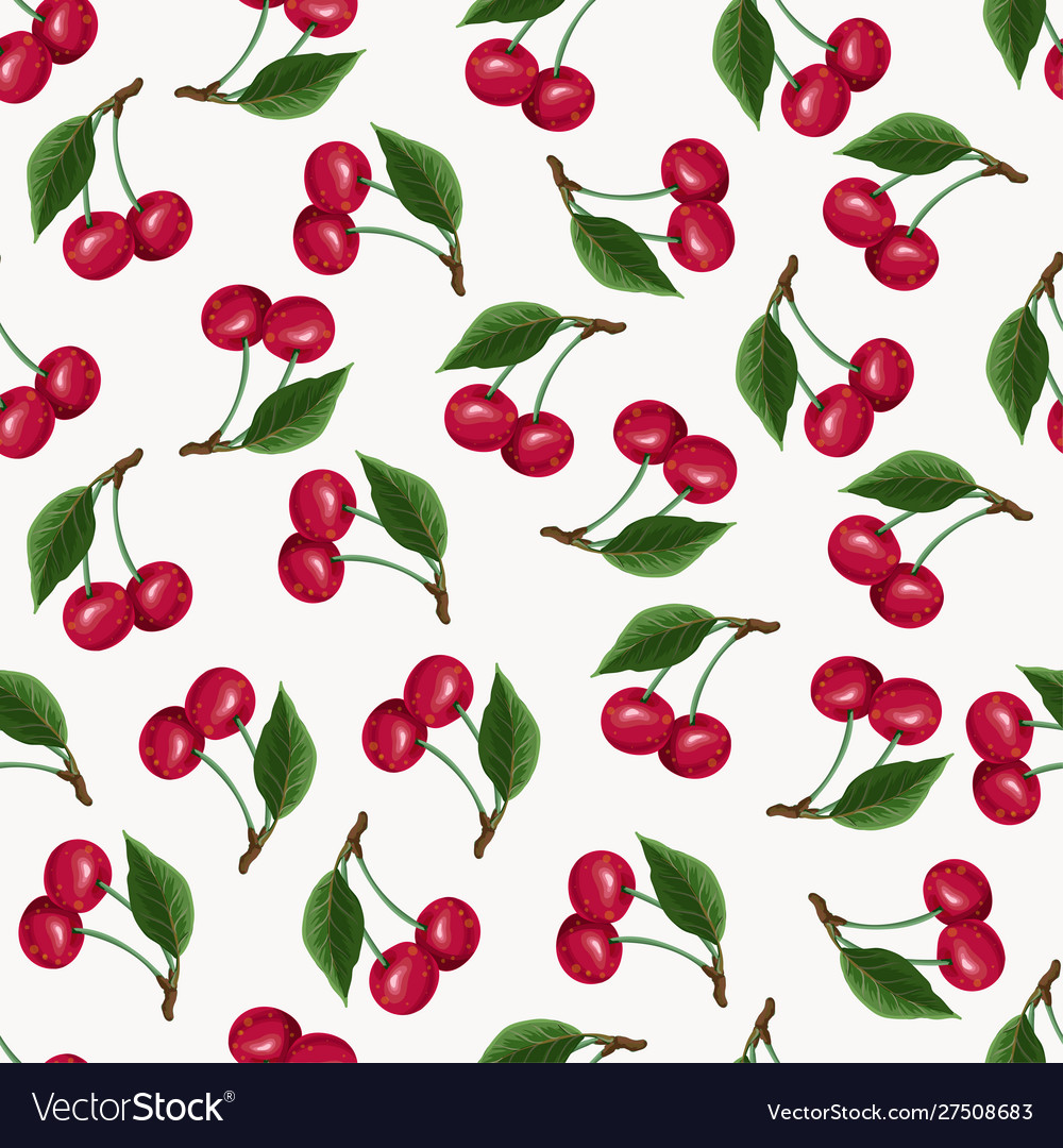 Seamless pattern with cherries Royalty Free Vector Image