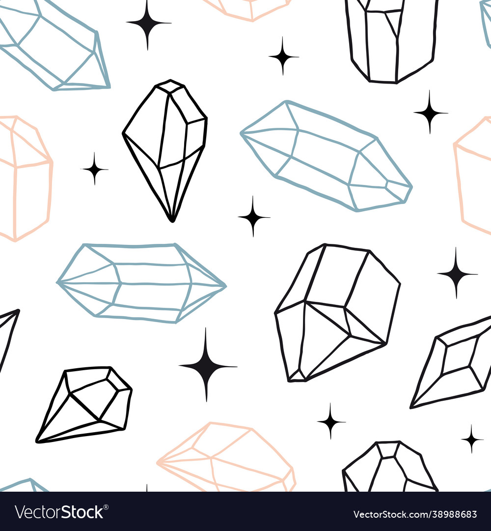 Seamless pattern with diamonds crystals Royalty Free Vector