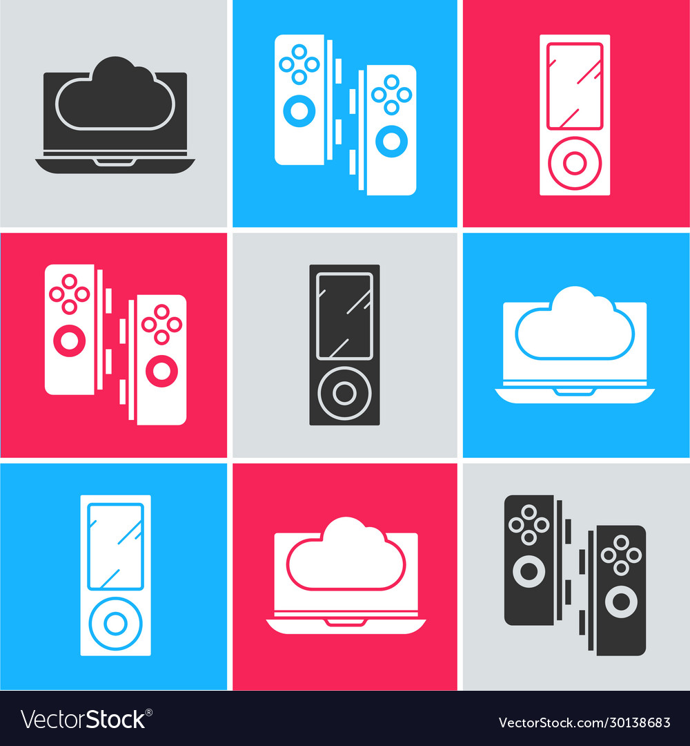 Set cloud technology data transfer and storage Vector Image
