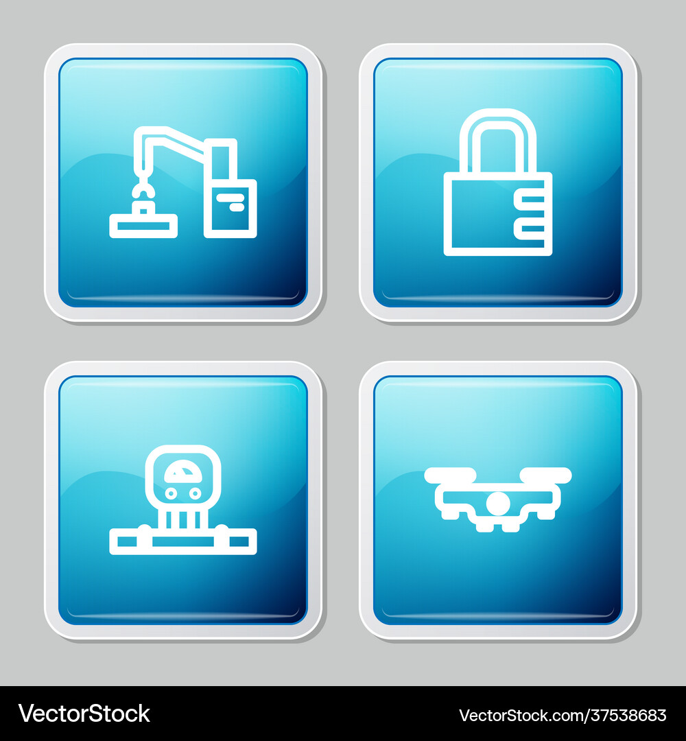Set line robotic robot arm hand factory safe Vector Image
