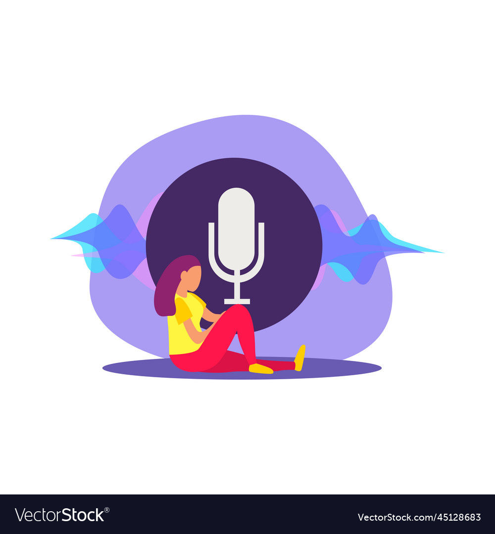 Voice control button composition Royalty Free Vector Image