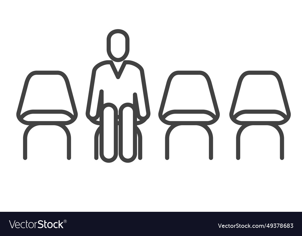 Waiting room icon row of chairs and sitting man Vector Image