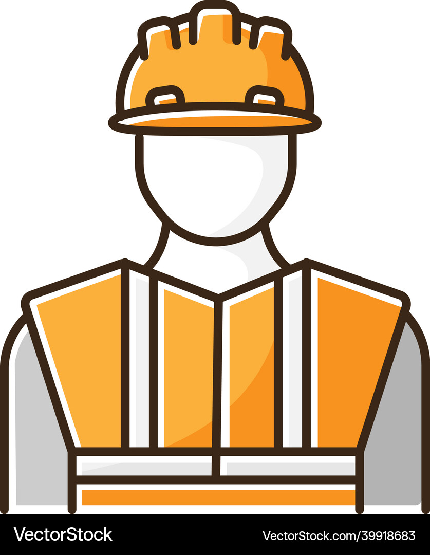 Worker in uniform rgb color icon construction Vector Image