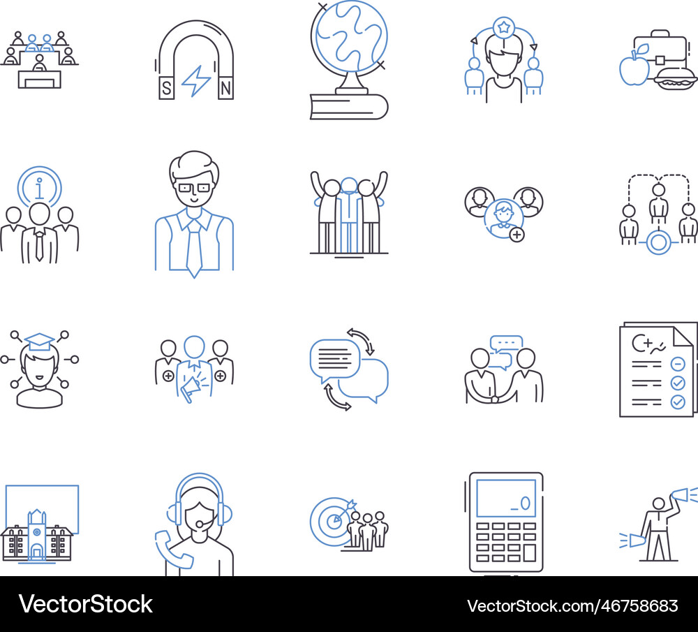 Workshops and sessions outline icons collection Vector Image