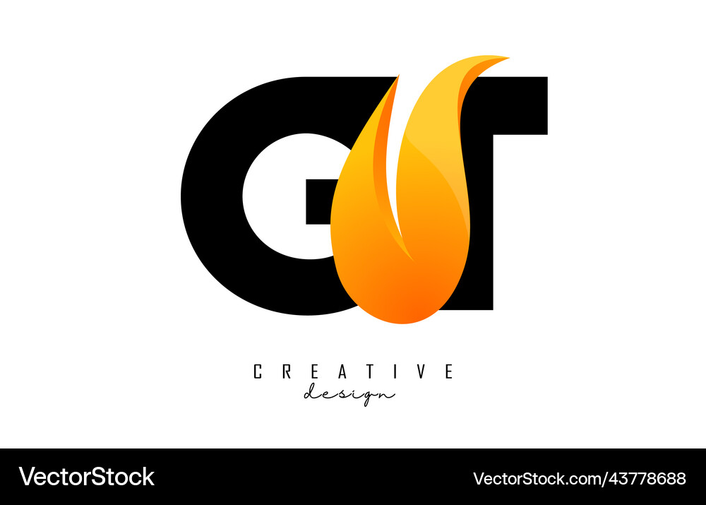 Abstract letters gt g t with fire flames Vector Image