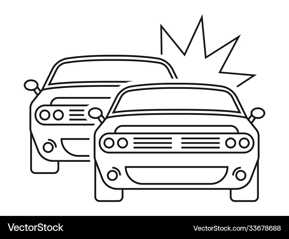 Car crash collision line art icon for apps Vector Image