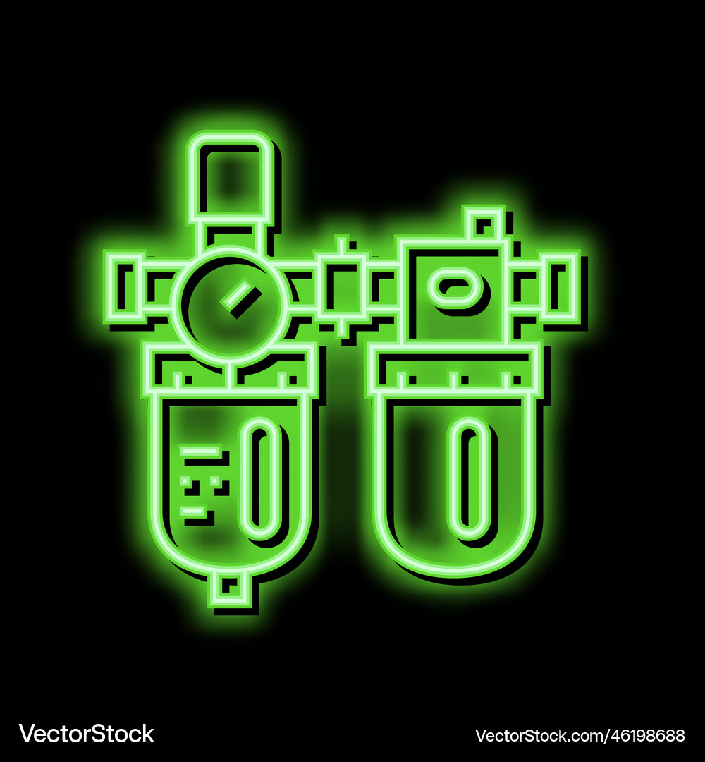 Filter of air compressor neon glow icon Royalty Free Vector