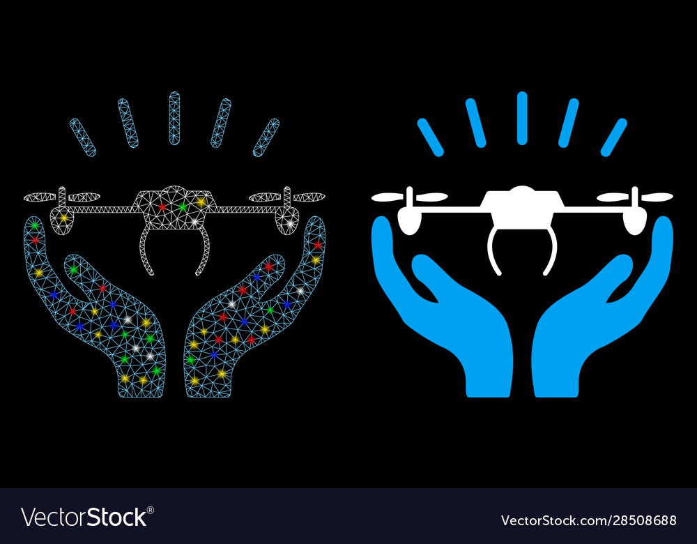 Flare mesh carcass drone launch hands icon Vector Image Flare mesh carcass drone launch hands icon Vector Image