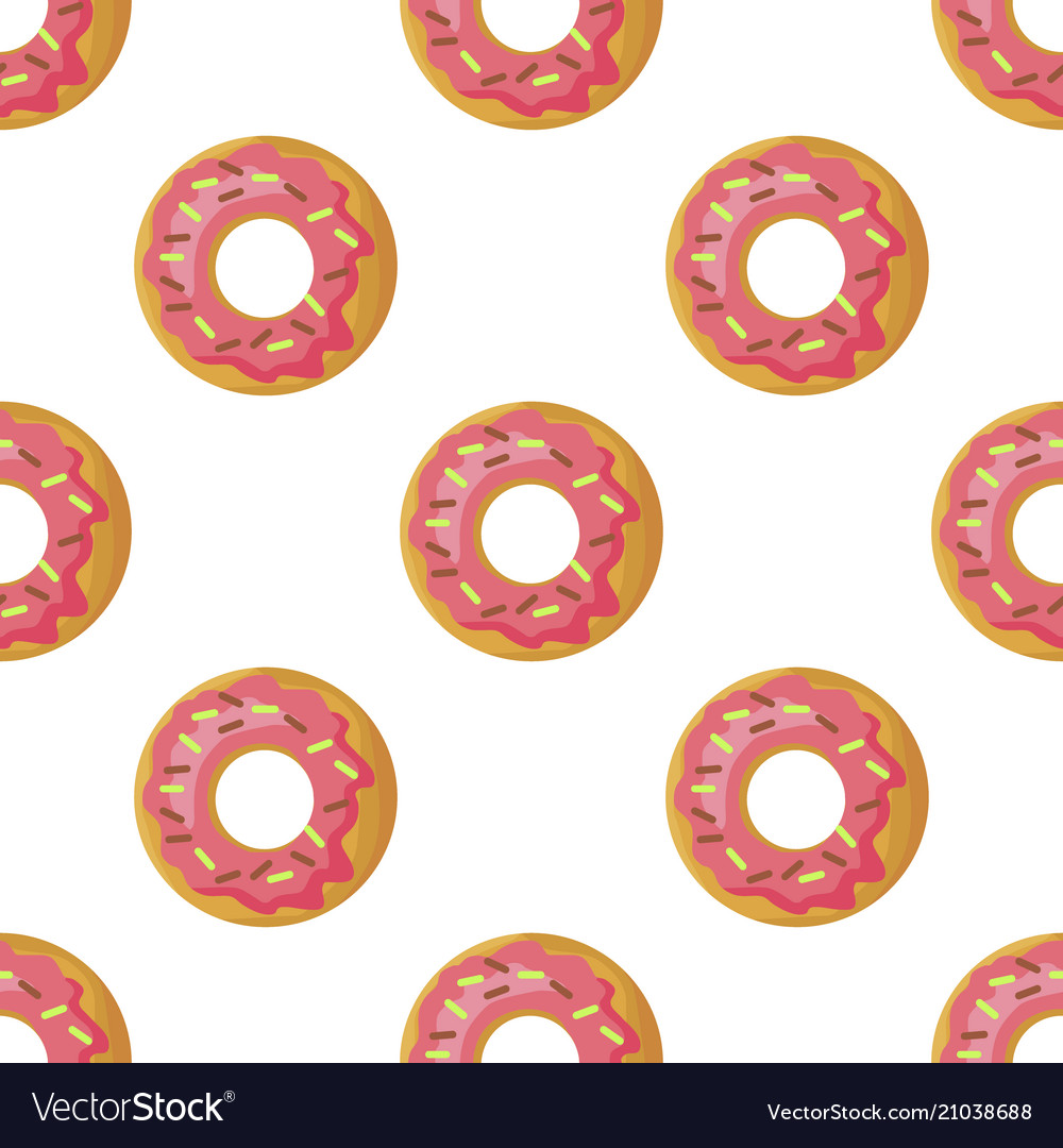 Glazed donuts flat seamless pattern Royalty Free Vector