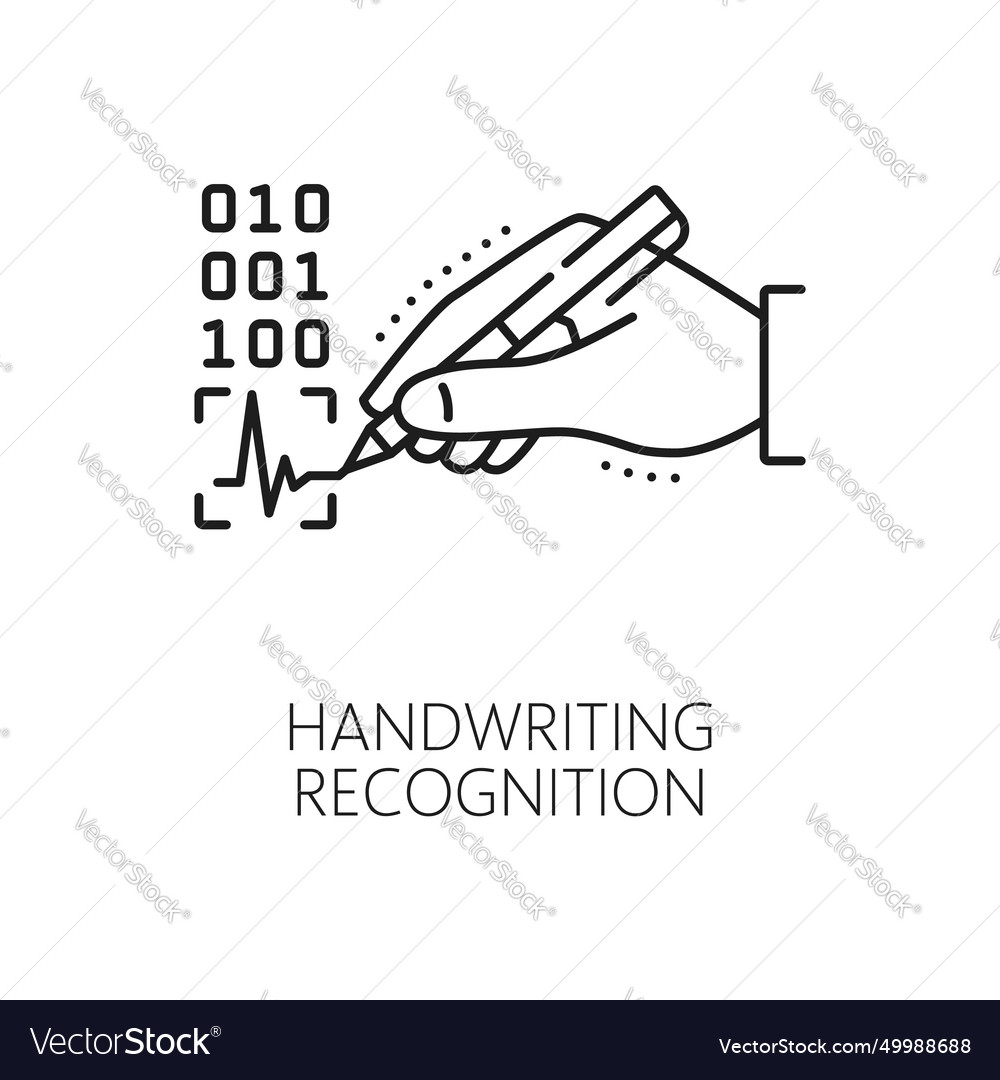 Handwriting Biometric Identification Line Icon Vector Image
