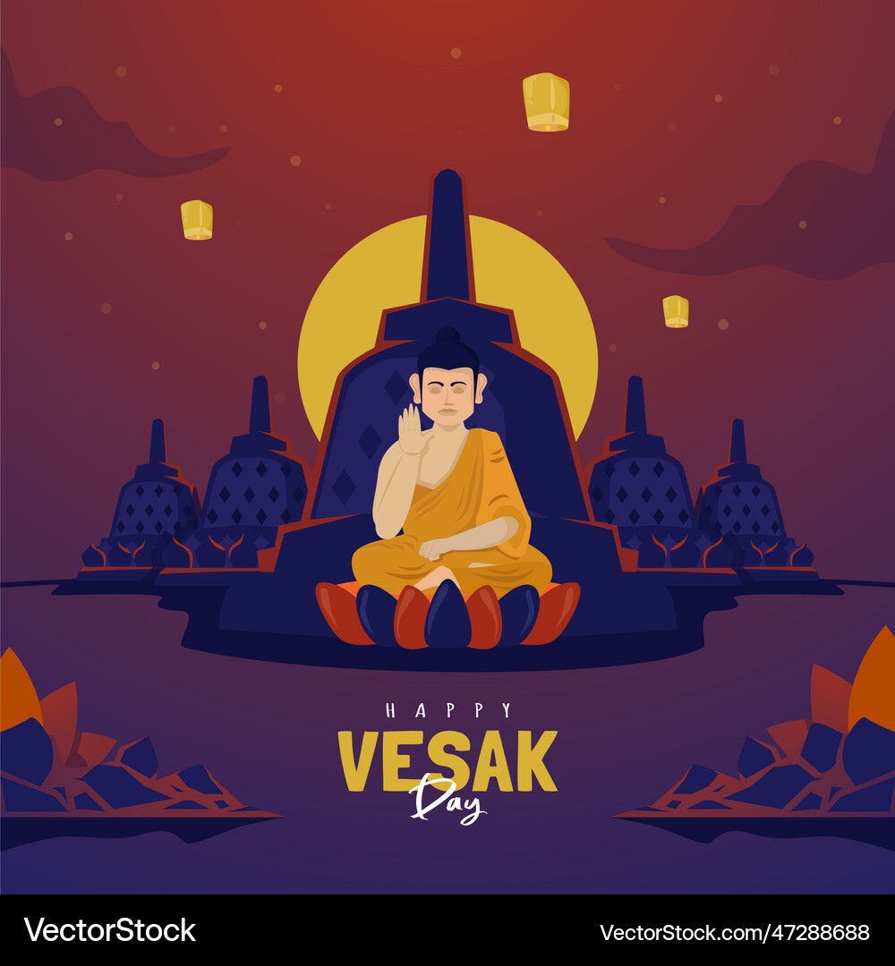 Happy vesak day greeting Royalty Free Vector Image