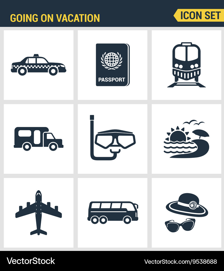 Icons set premium quality going vacation icon Vector Image